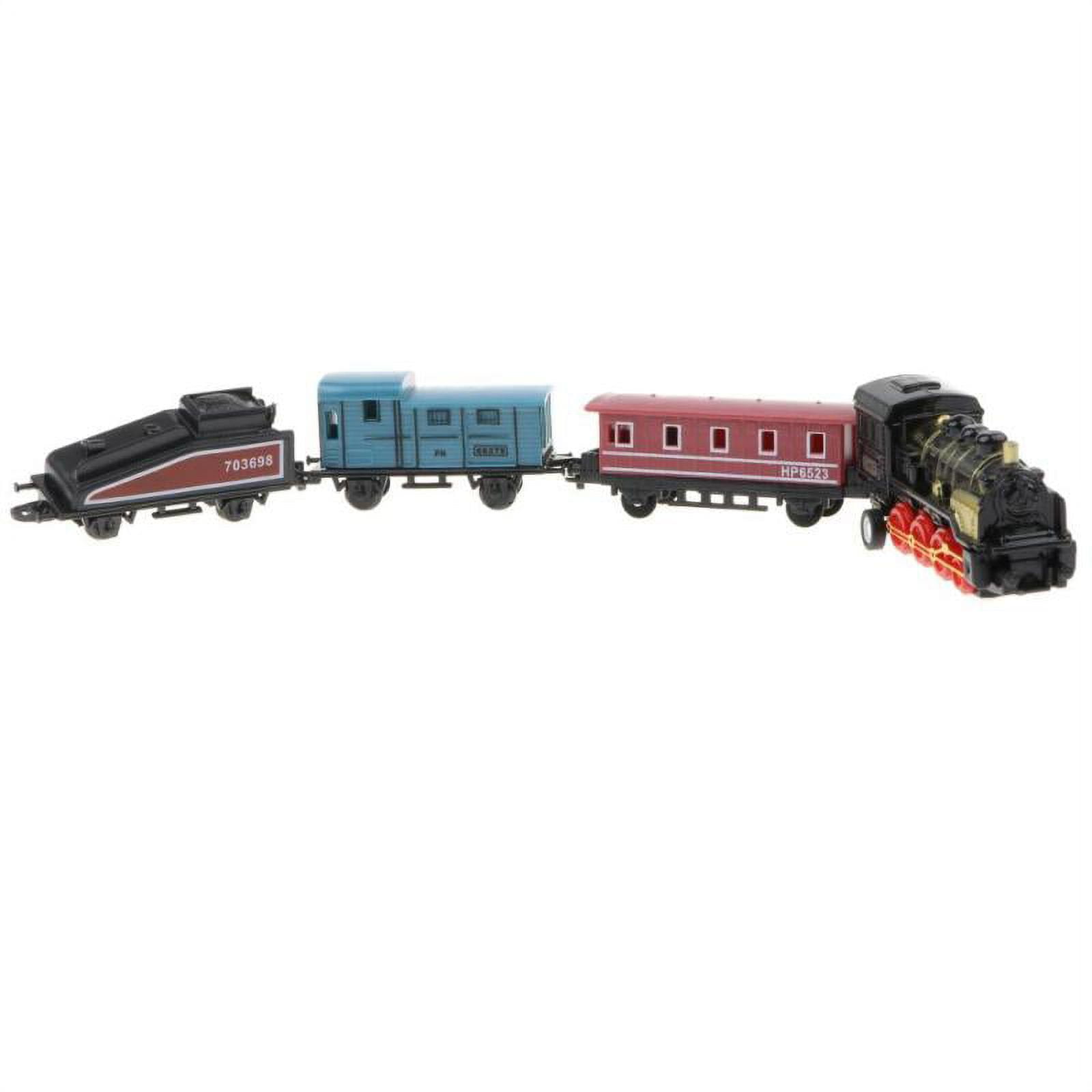 4Pcs Steam Train Set, 1 Locomotive Engine and 3 Railway Carriages, Kids ...