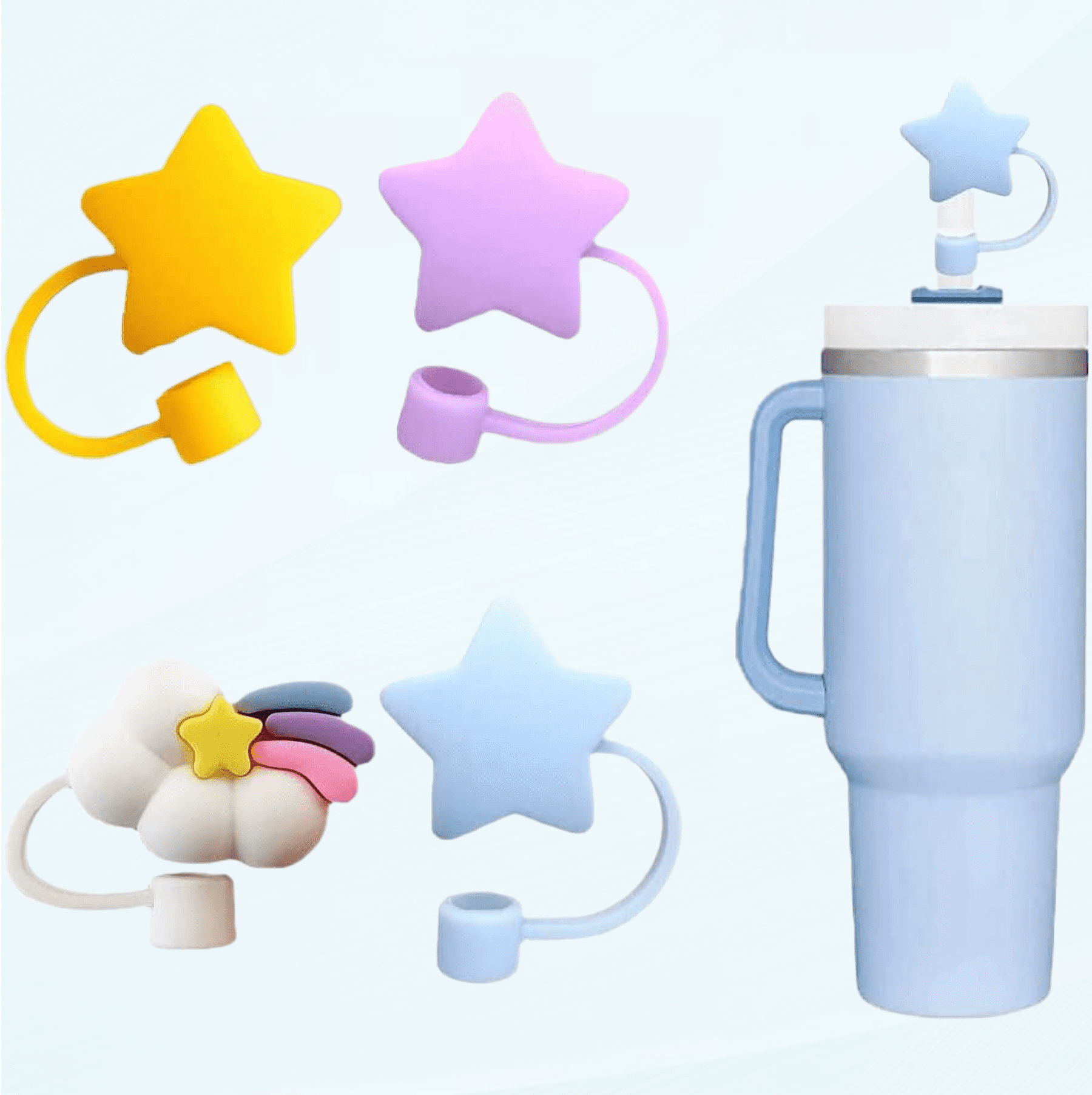 4Pcs Straw Tip Covers, Food Grade Reusable Silicone Toppers, Colorful ...