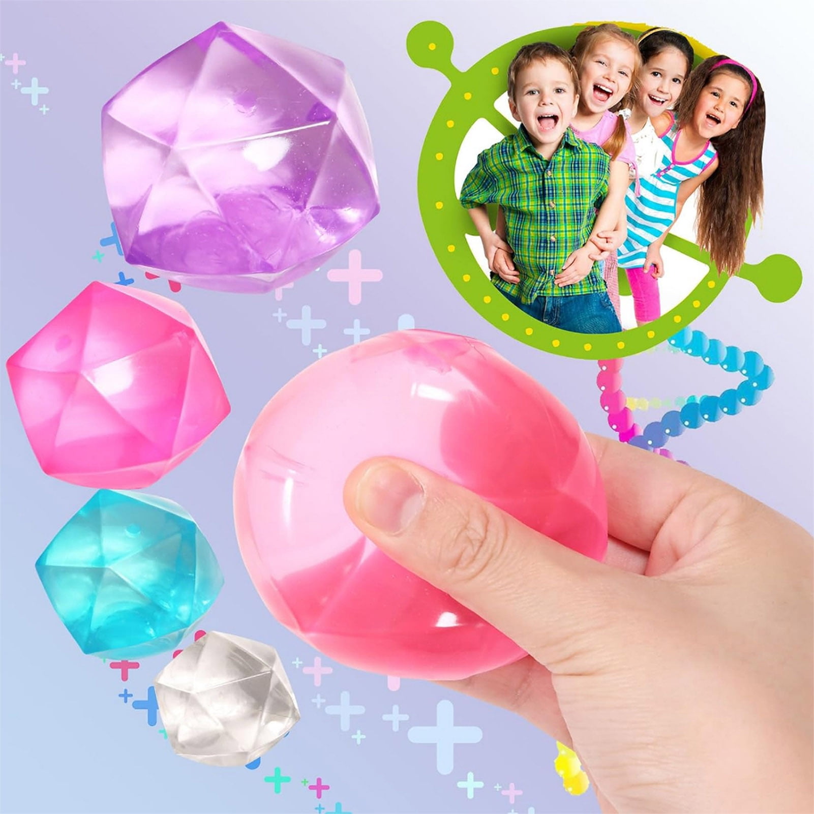 4Pcs Stress Cube Fidget Toy Slow Rebound TPR Anxiety Relief Rhinestone ...