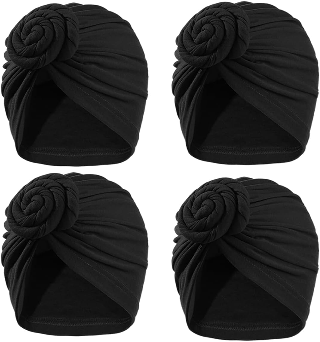 4Pcs Stretch Turban Hats for Women - African Knot Headwraps Soft Pre ...