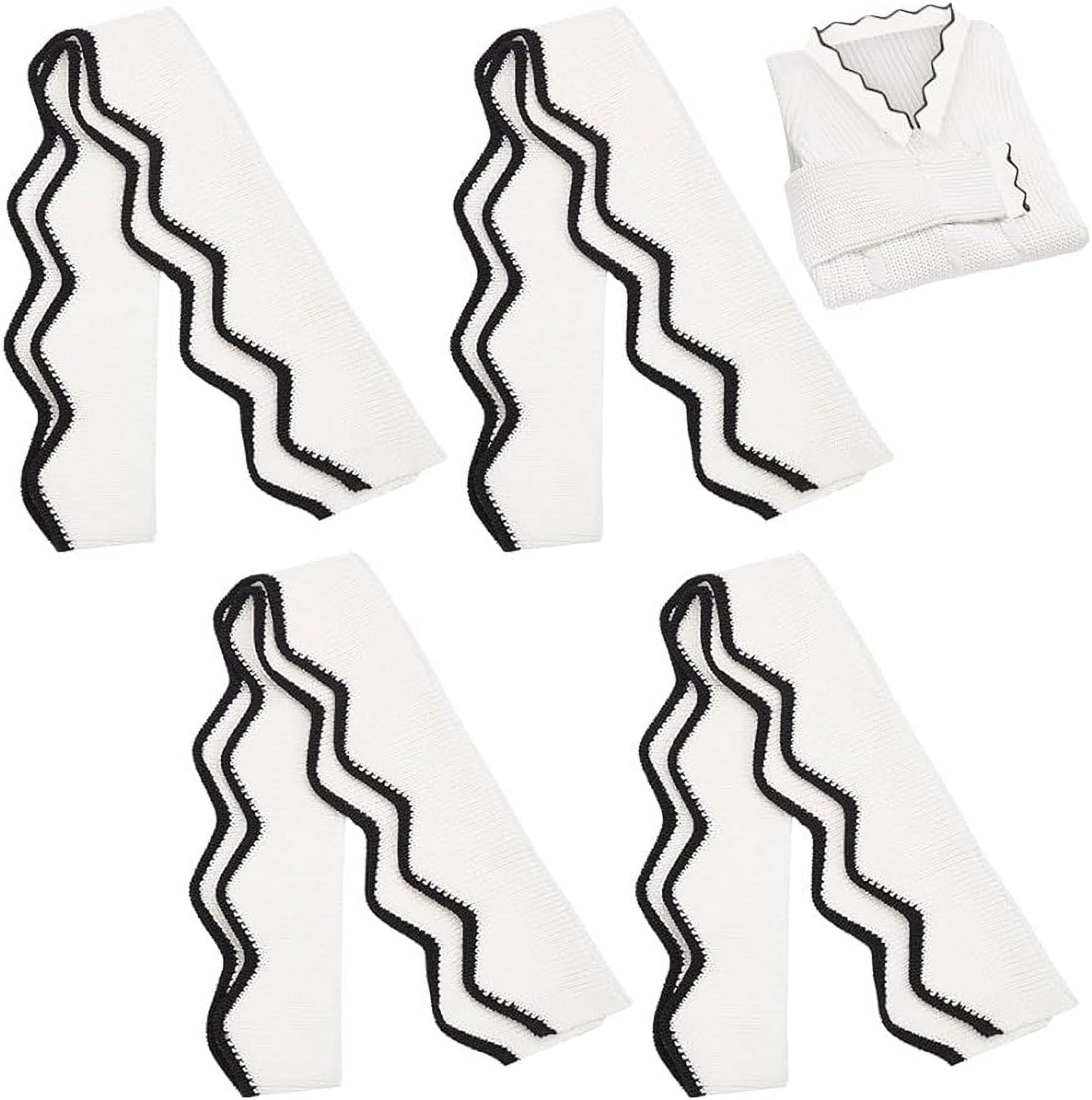 4Pcs Stripe Triangular Wave Ribbing Fabric for Cuffs 23.6x14.5" White ...