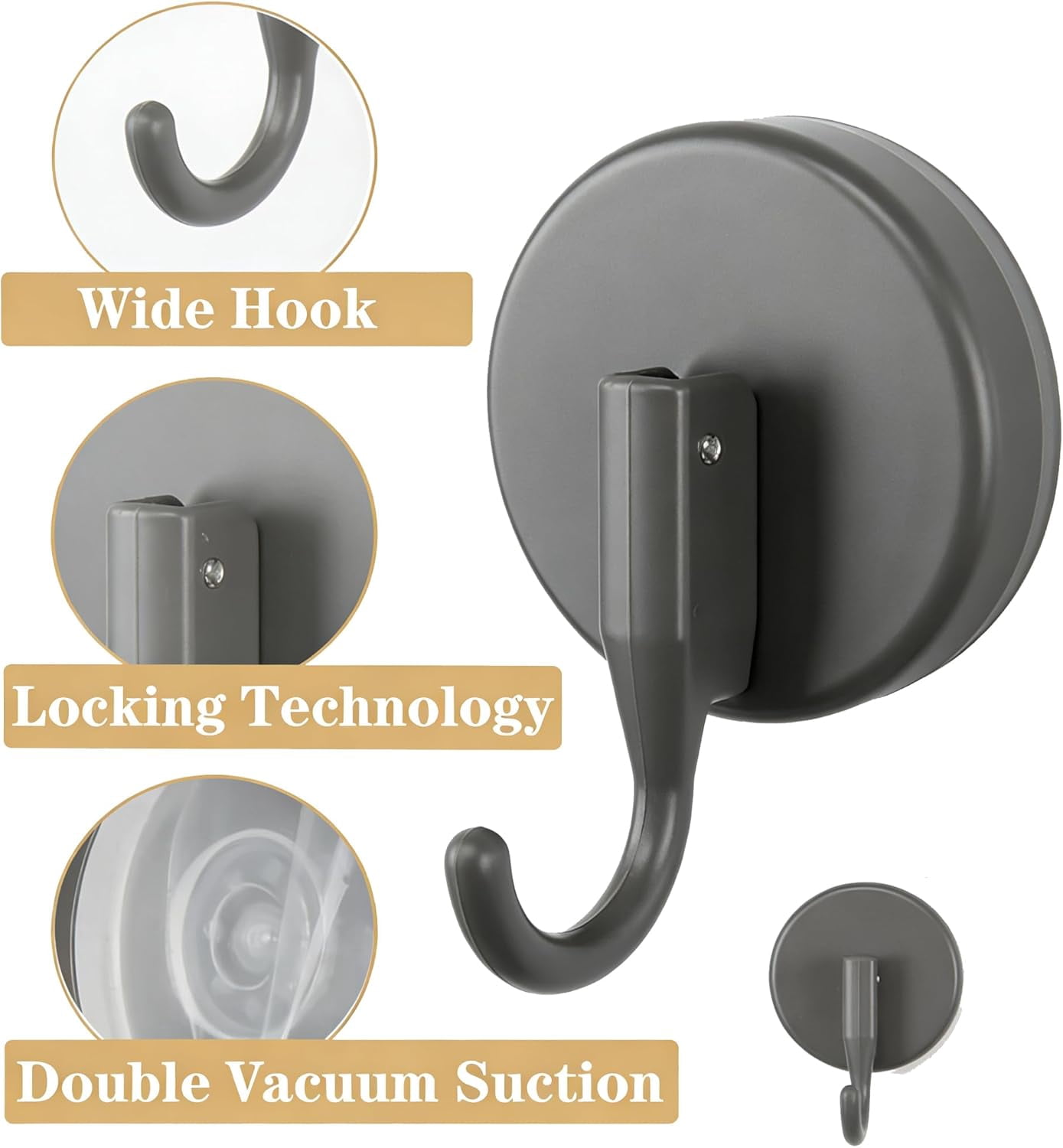 4Pcs Suction Cup Wreath Hooks –gunmetal, Over Door & Window Flip-Lock ...