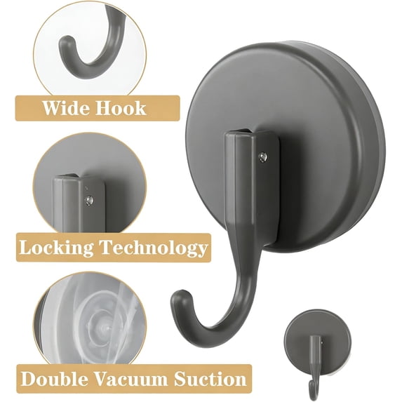 4Pcs Suction Cup Wreath Hooks –gunmetal, Over Door & Window Flip-Lock ...