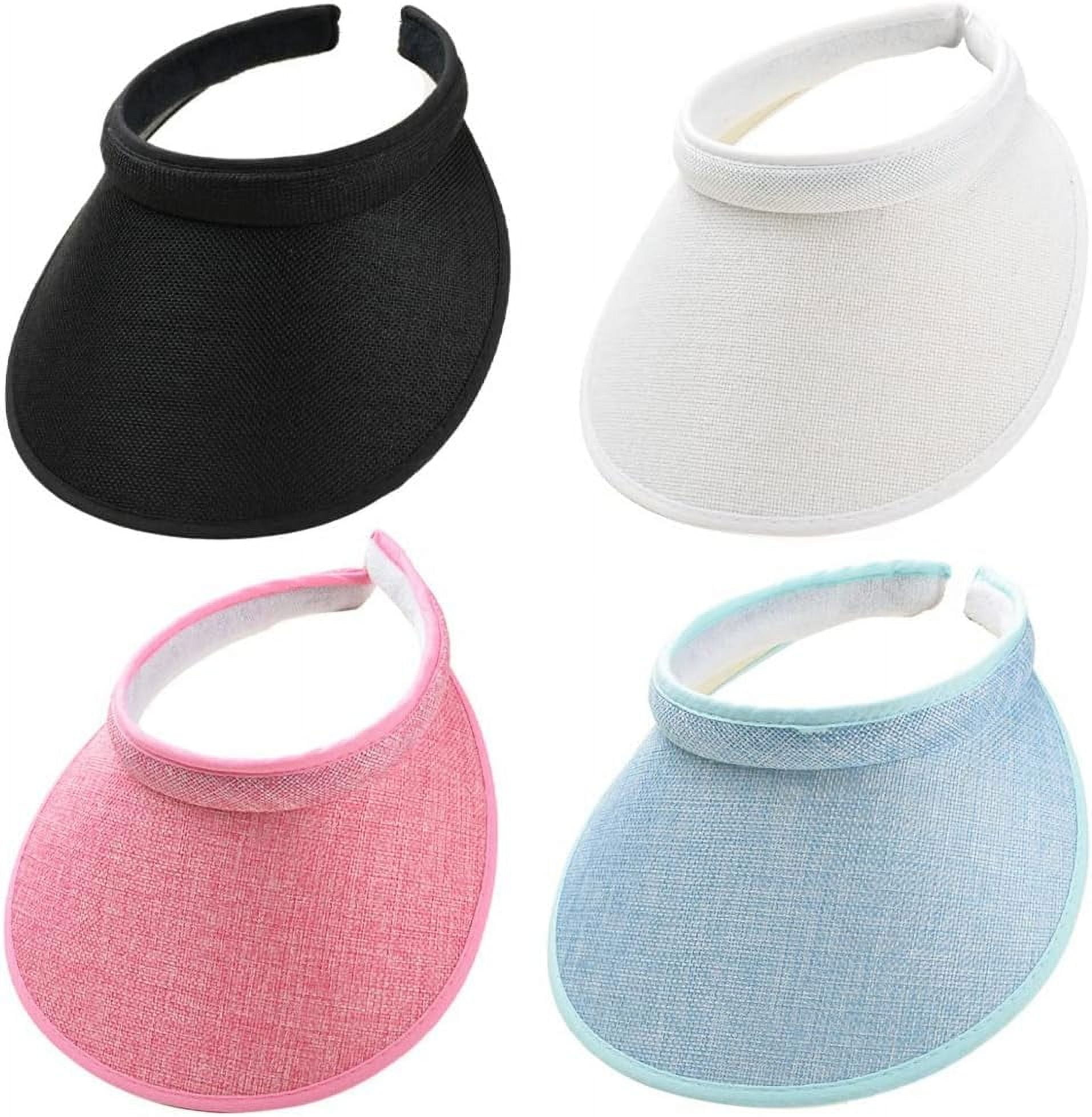 4Pcs Sun Visor Hats for Women Men Solid Wide Brim Clip on Visors Summer ...