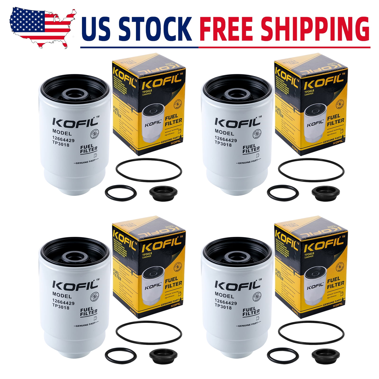 4Pcs TP3018 Fuel Filter for Duramax 6.6L 2001-2016 Chevy Chevrolet ...