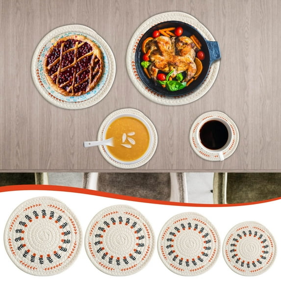 4Pcs Table Mat Under $5! Yannianjz Linen Woven Heat Insulation Table ...