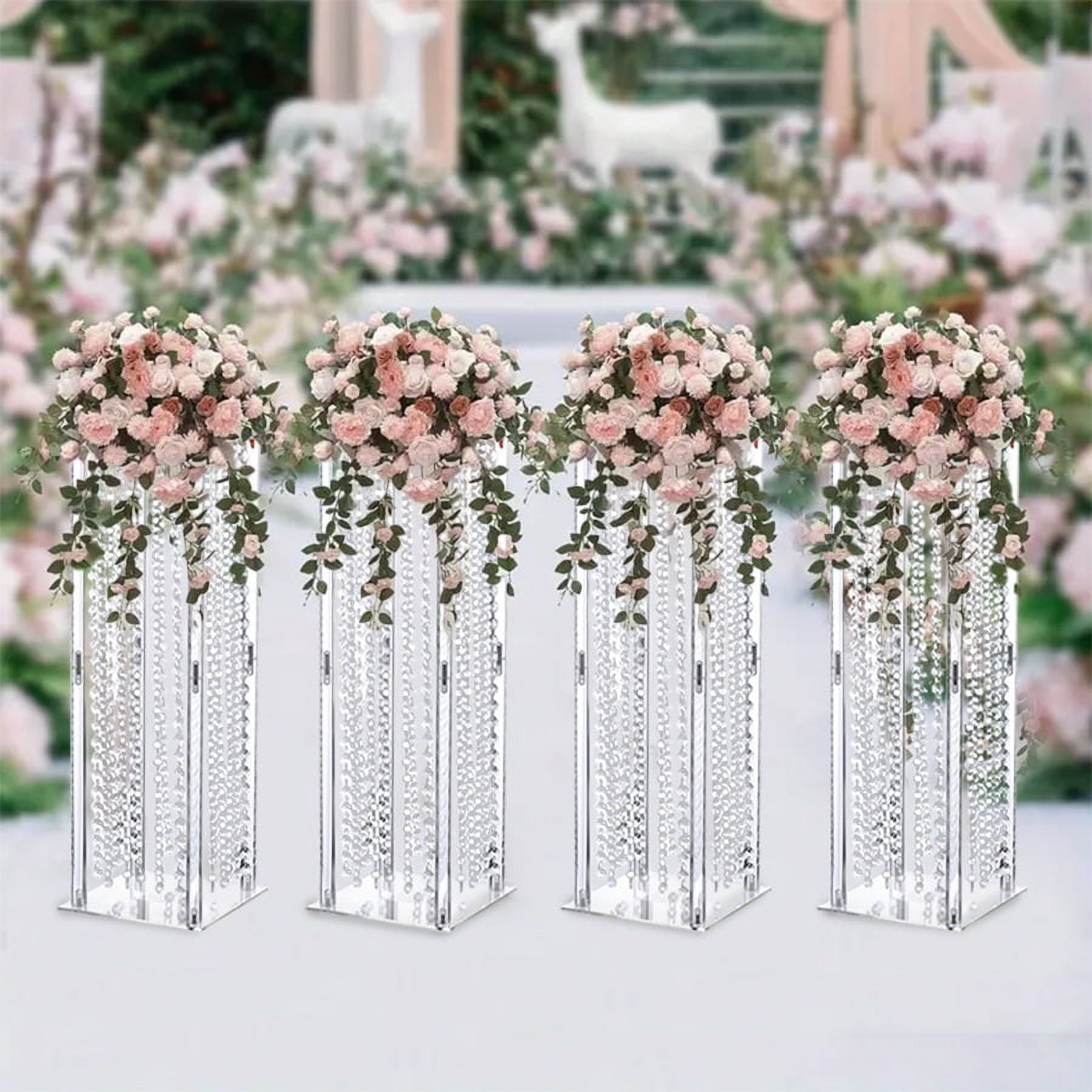 4Pcs Tall Acrylic Vase Wedding Centerpiece,Geometric Flower Vase Stand ...