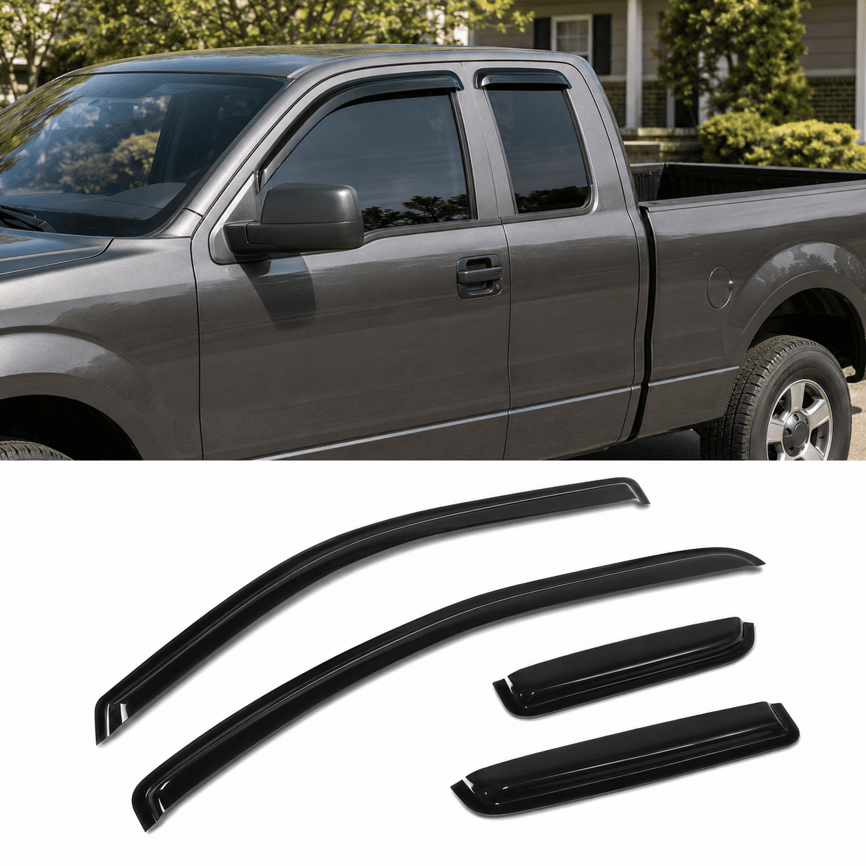 4Pcs Tape-On Window Visors Compatible with Ford F-150 SuperCab 2004 ...