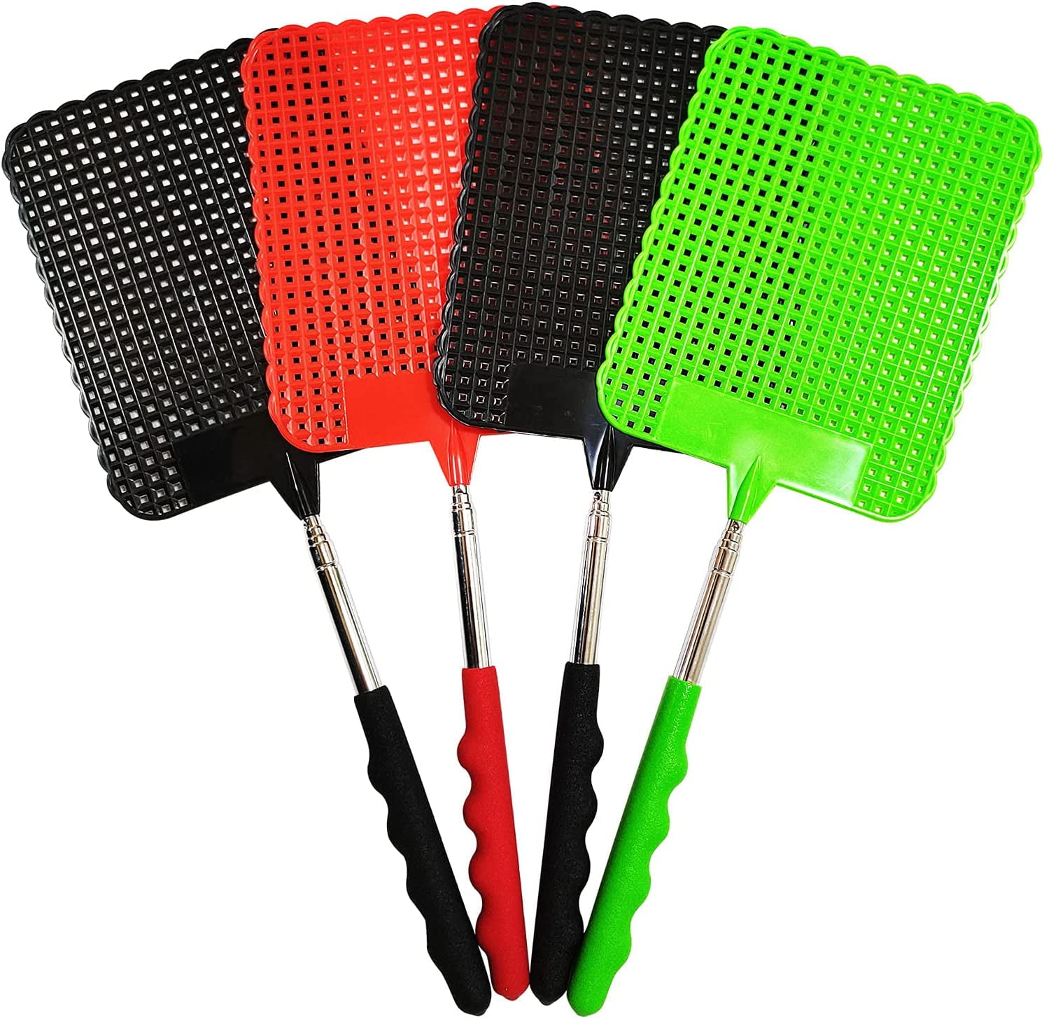 4Pcs Telescopic Fly Swatters, 29in Long Heavy Duty Retractable Manual ...