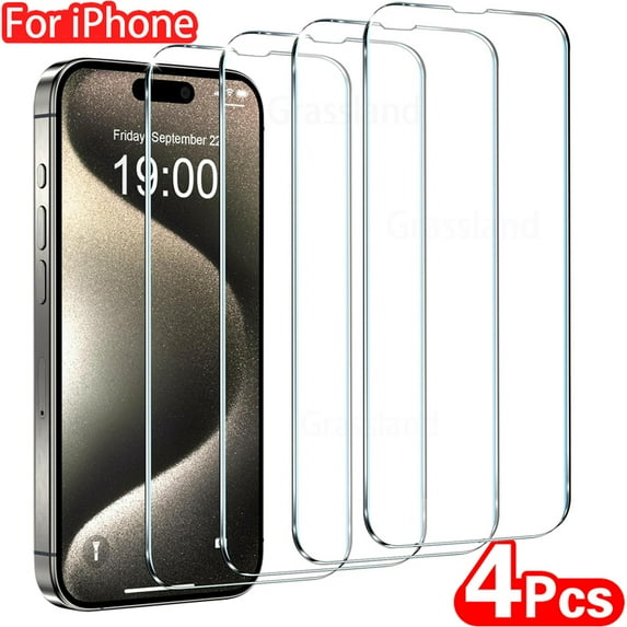 4Pcs Tempered Glass For iPhone 16 15 14 13 12 11 Pro Max Screen ...