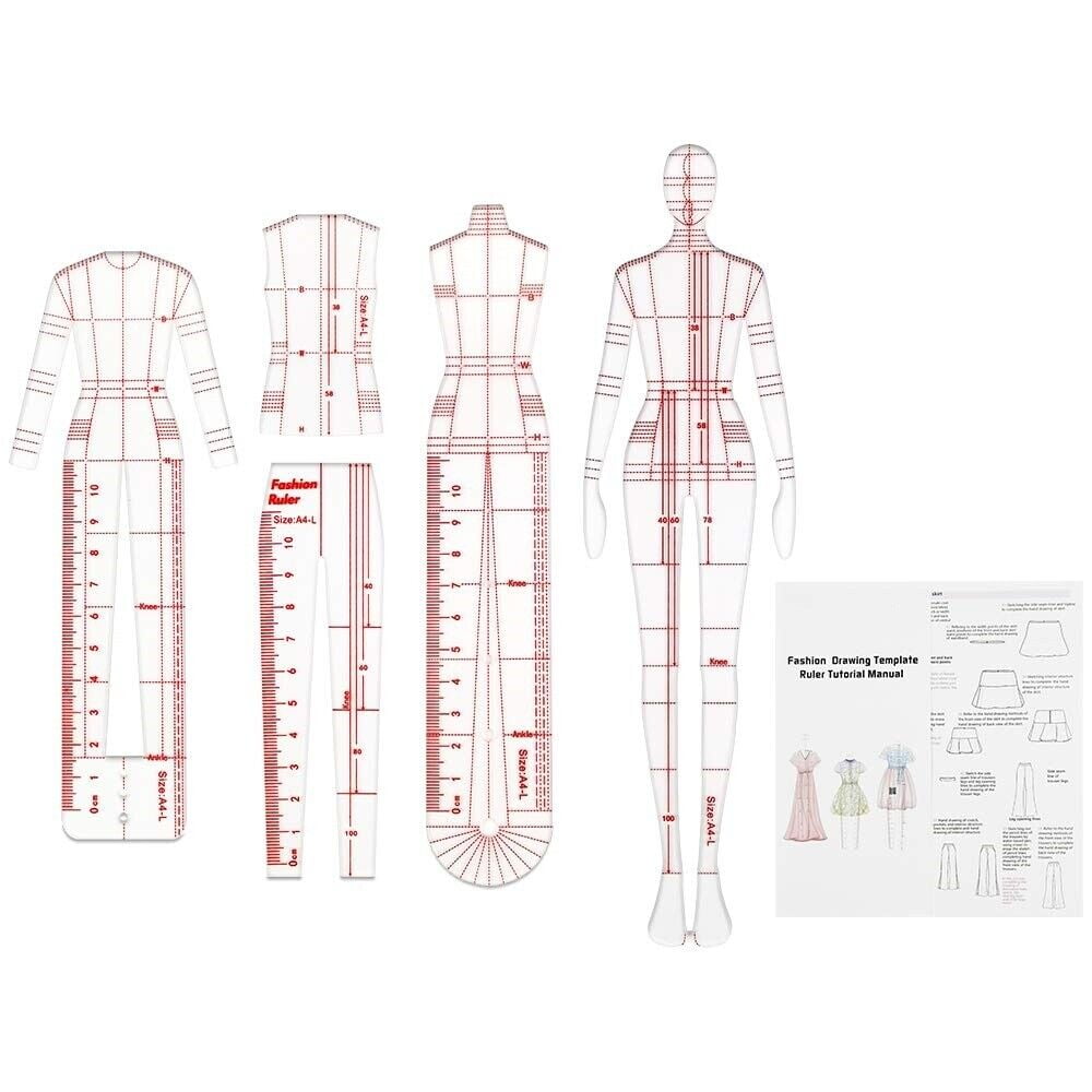 4Pcs Template Rulers Models Fashion Illustration Rulers for Coats ...