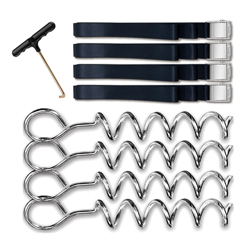 4Pcs Tent Stake Anchors with Strap Portable Trampoline Stakes Tie Down ...
