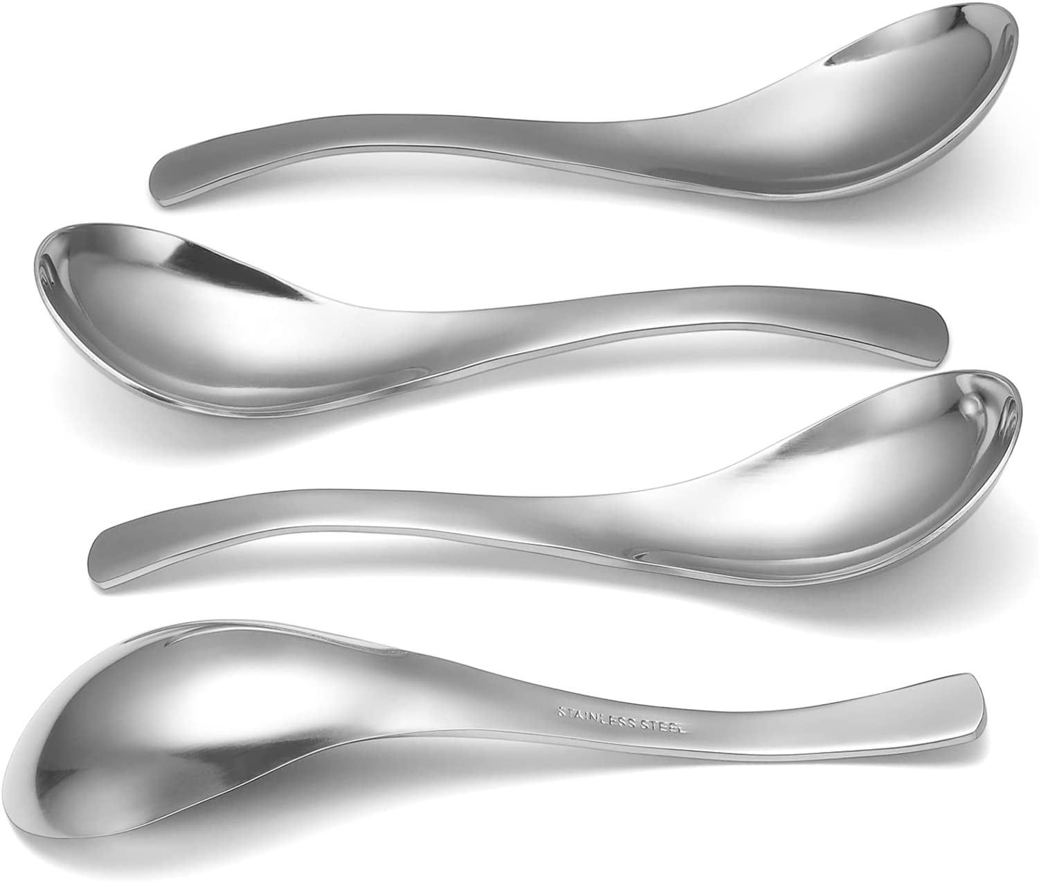 4Pcs Thick Heavy-weight Soup Spoons, High Grade Stainless Steel Soup ...