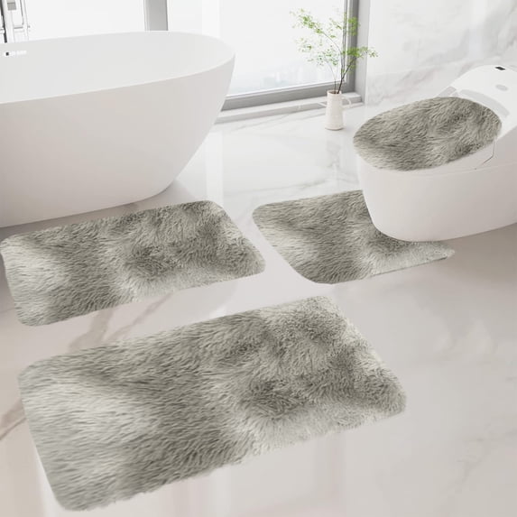 4Pcs Tie Dye Bathroom Rug Set, Plush Shaggy Soft Water Absorbent Non ...
