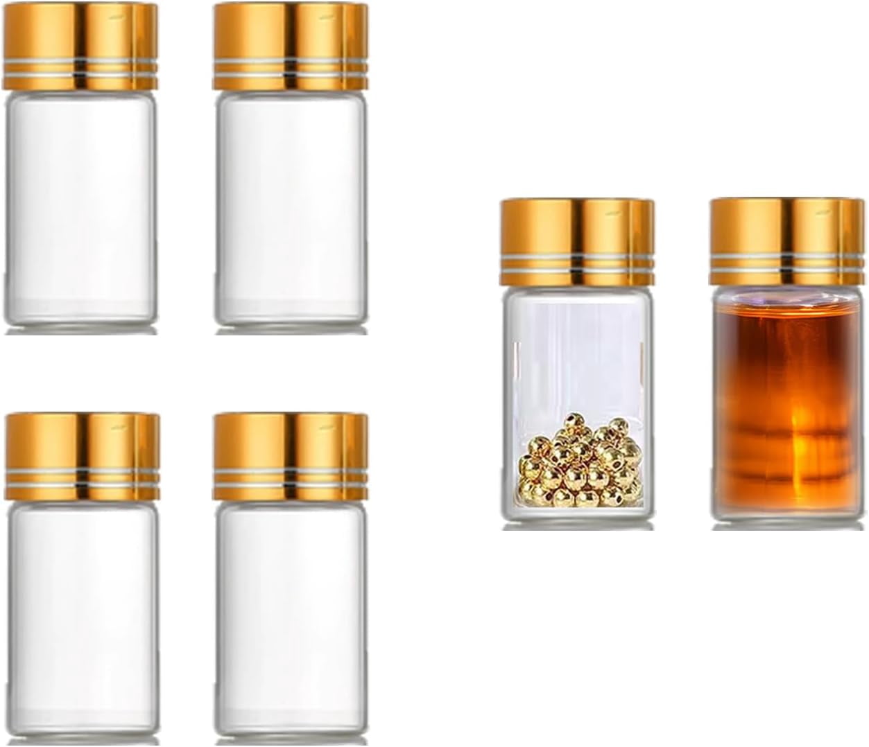 4Pcs Tiny Glass Jars with Lids 2ml Miniature Vials Bottles with Screw ...