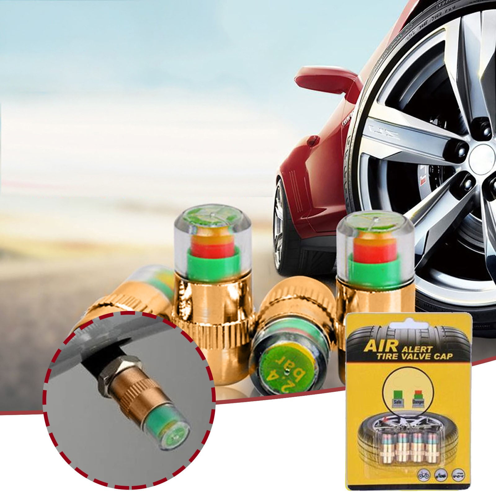 4Pcs Tire Pressure Universal Valves Caps for Car Tire Pressure ...