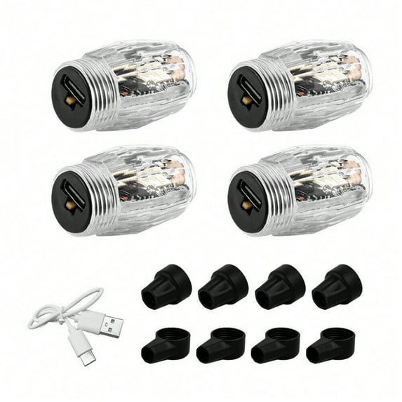 4Pcs Tire Valve Cap Lights, Glow In The Dark LED Tire Valve Lights ...