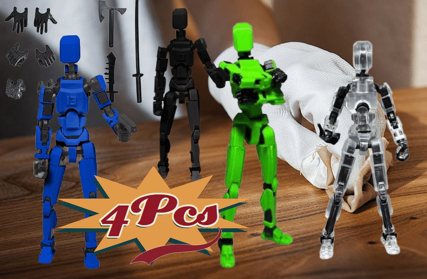 4Pcs Titan 13 Action Figure, T13 Action Figure Robot, Stikbot Toys with ...