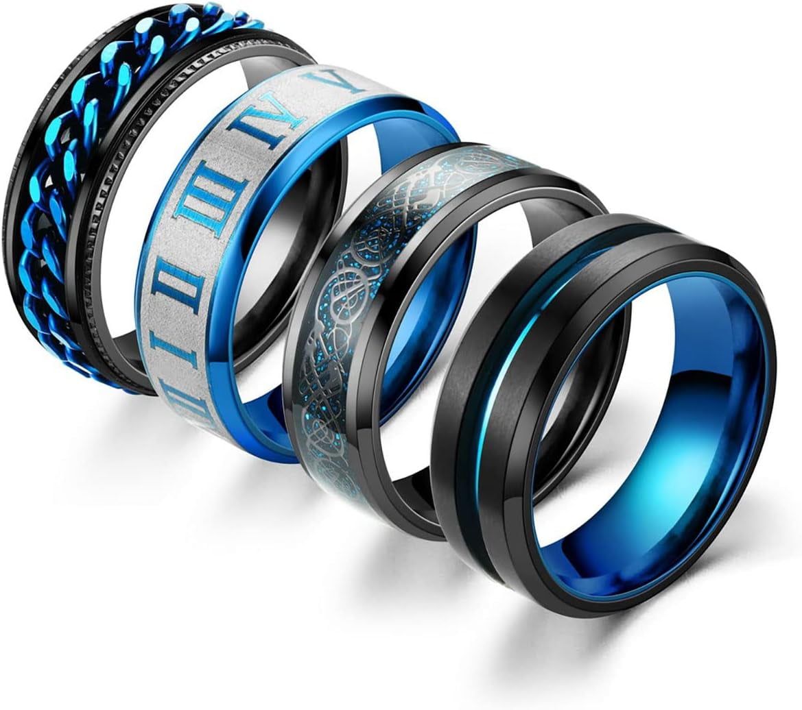 4Pcs Titanium Stainless Steel Spinner Rings Fidget Band Rings for Women ...