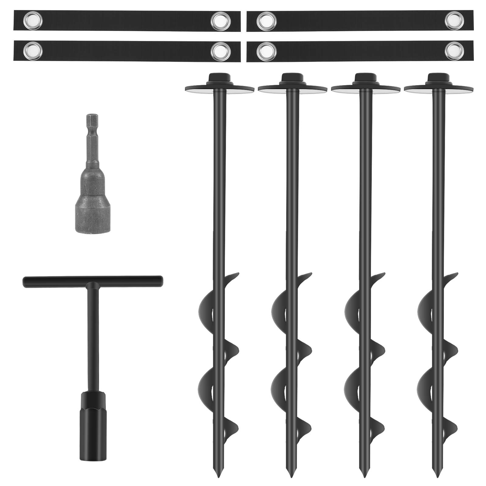 4Pcs Trampoline Anchors Set 11.8inch Heavy Duty Ground Anchors with ...