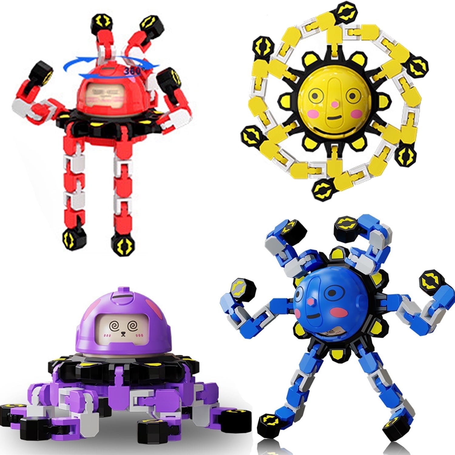 4Pcs Transformable Fidget Spinners Fidget Toys ,Teens Adults Sensory ...