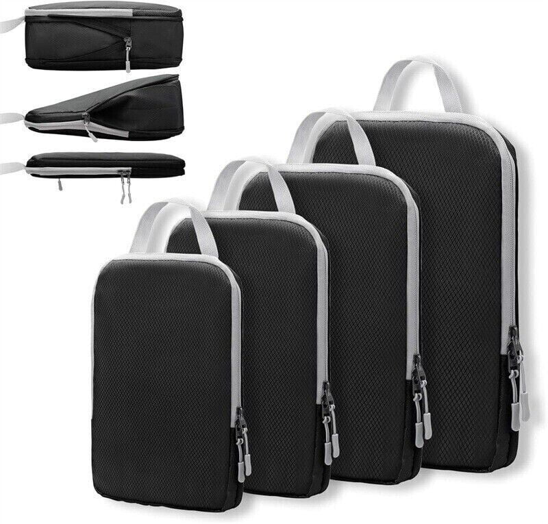 4Pcs Travel Compression Packing Cubes Bag Portable Suitcase Clothes ...