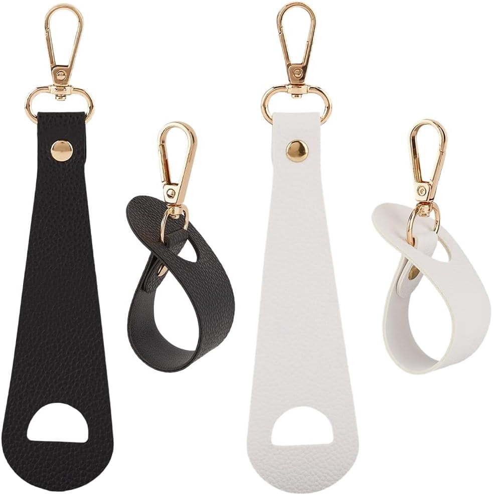 4Pcs Travel Hat Clips Black White PU Leather Bag Hook Multifunctional ...