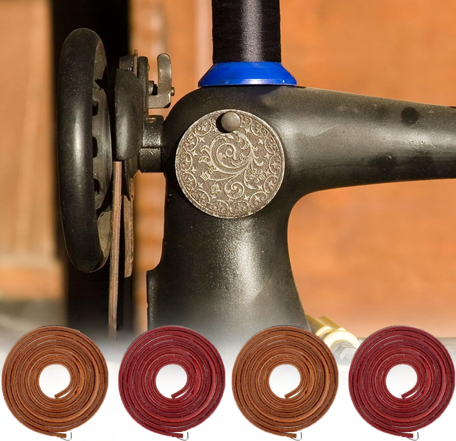 4Pcs Treadle Sewing Machine Belt, 70 x0.2 inch Replacement Leather Belt ...