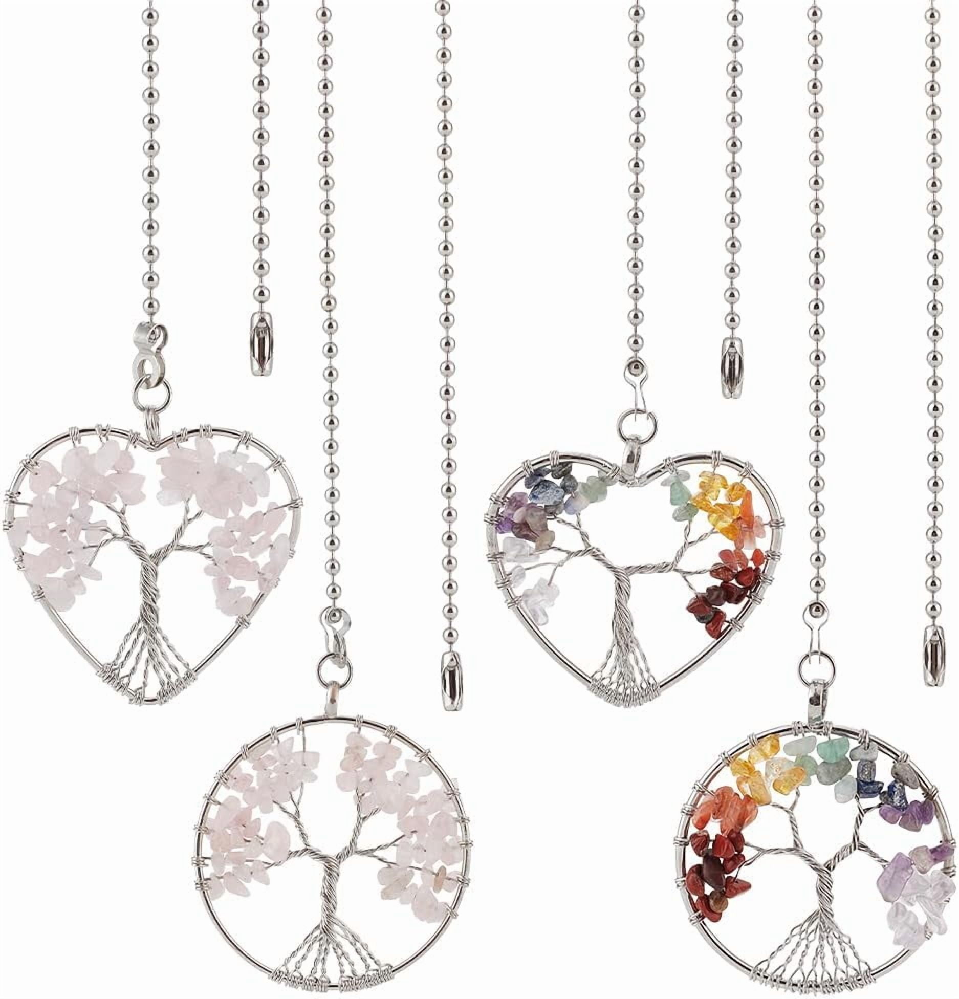 4Pcs Tree of Life Gemstone Ceiling Fan Pull Chain Extenders Colorful ...
