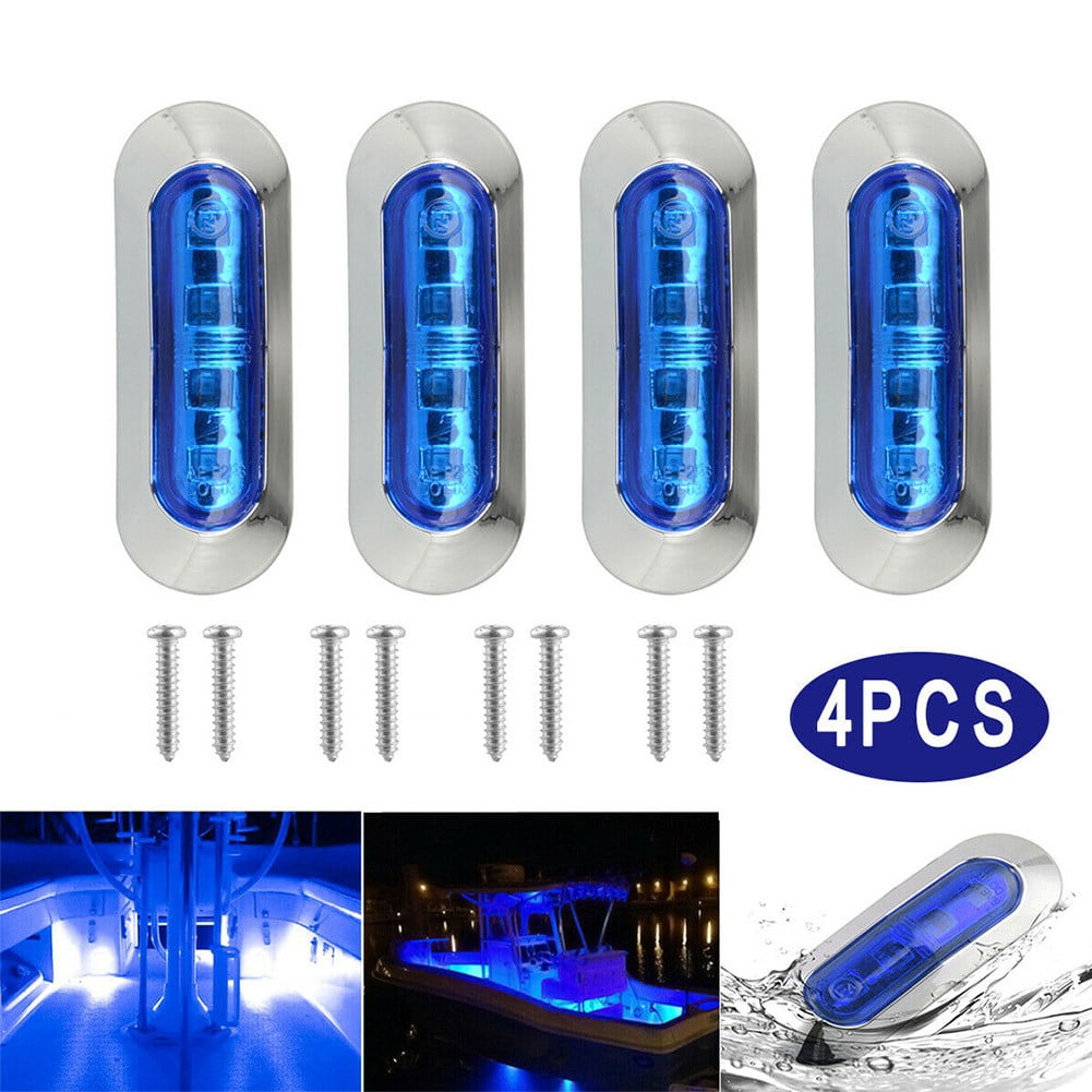 4Pcs Truck Marine Boat 4 LED Blue Courtesy Lights Cabin Deck Walkway ...