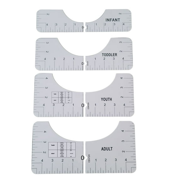 4Pcs Tshirt-Ruler Guide to Center Vinyl, Transparent V-Neck/Round PVC ...