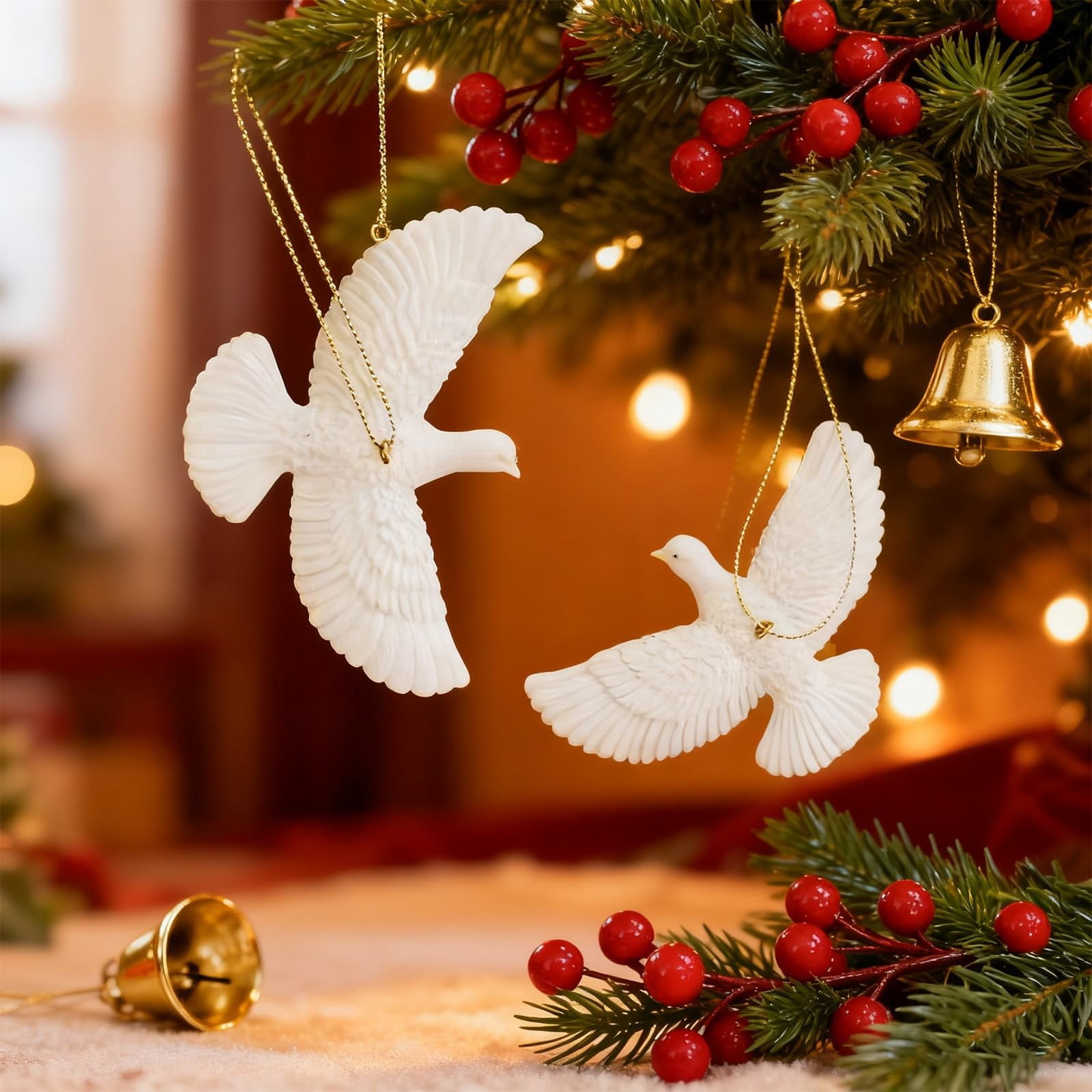 4Pcs Turtle Doves, Turtle Dove Ornaments, Dove Hanging Ornament, Home ...