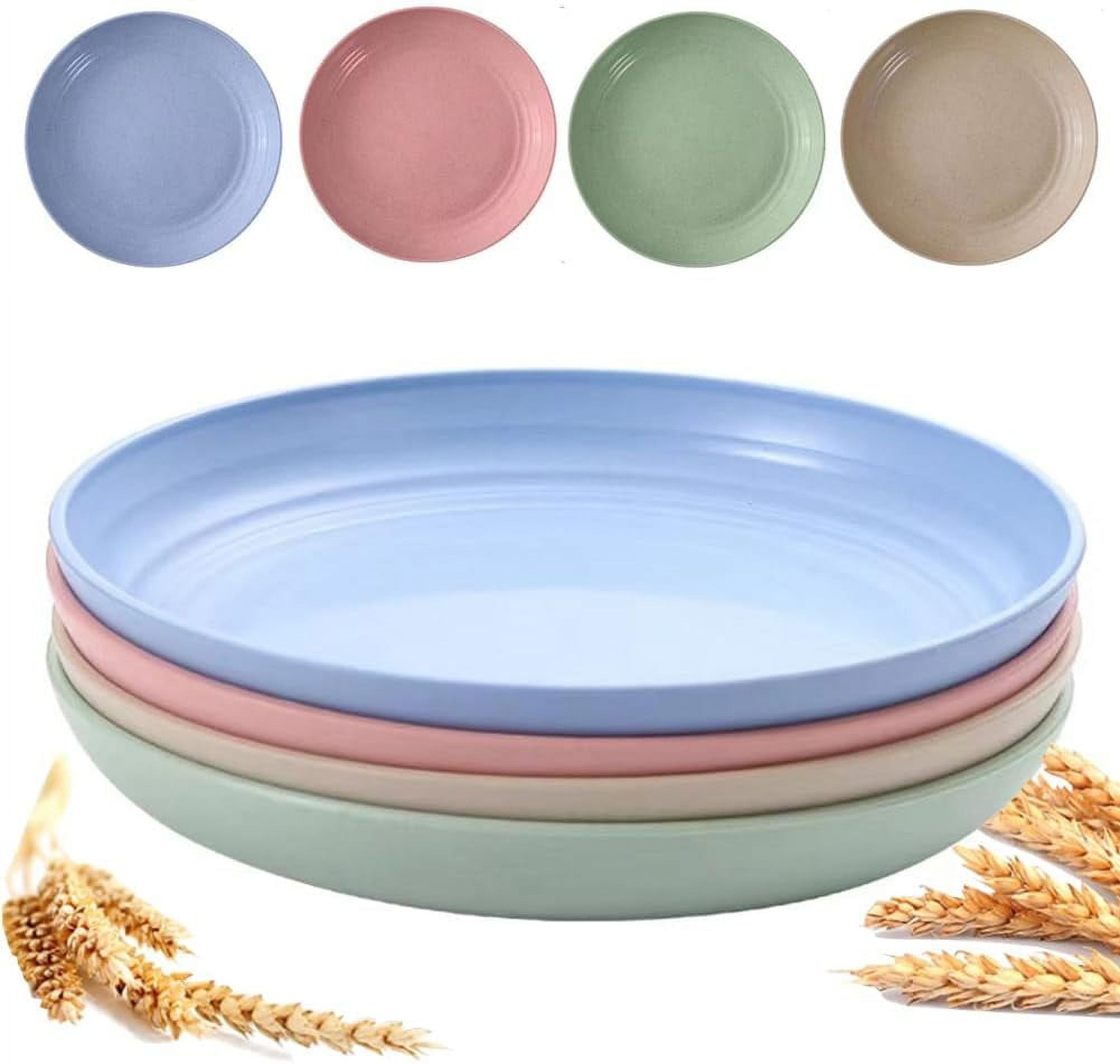 4Pcs Unbreakable Wheat Straw Plates - Reusable Plate Set - Dishwasher ...
