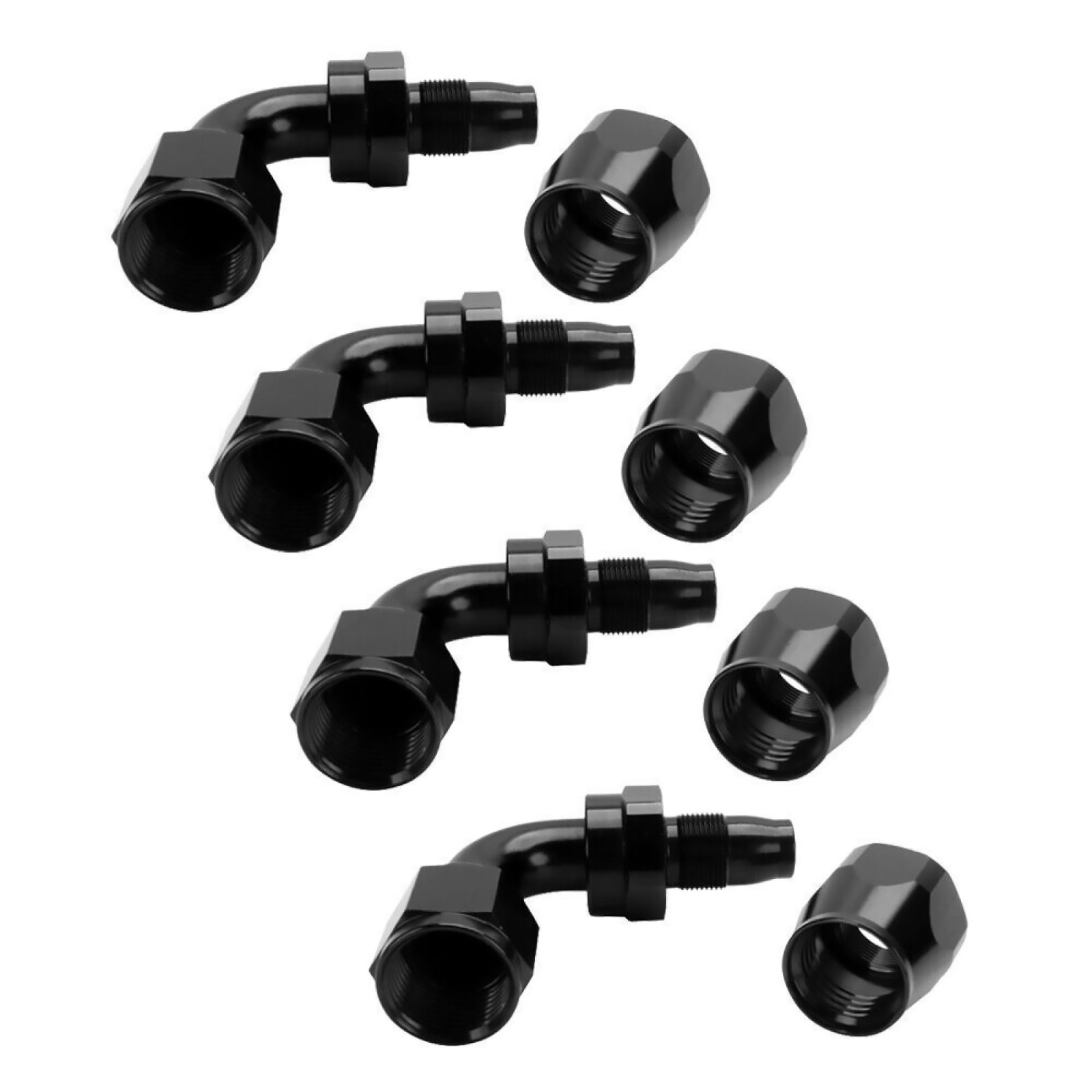 4Pcs Universal 90 Degree Fuel Oil Hose Fittings AN-6, Aluminum, for All ...