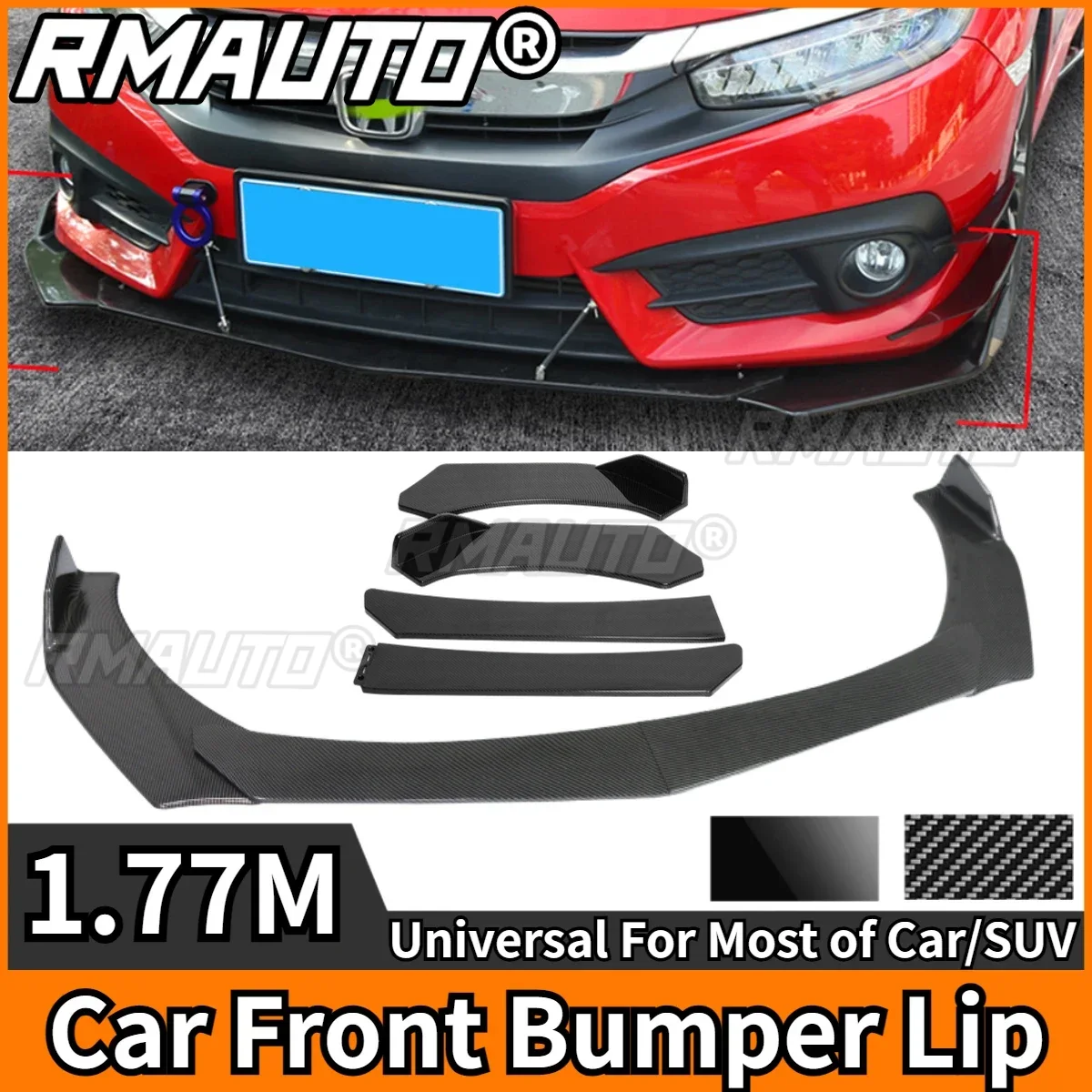 4Pcs Universal Front Bumper Lip Carbon Fiber Splitter Diffuser For KIA ...