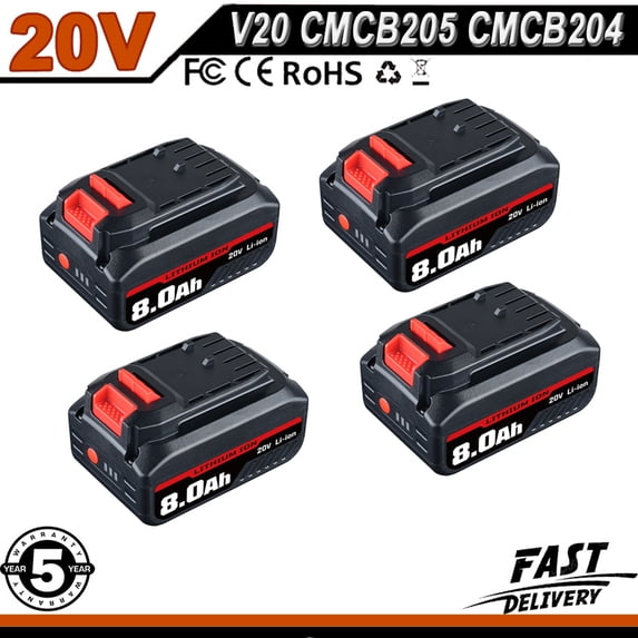 4Pcs Upgrade 8.0Ah V20 Replace for Craftisman 20V Lithium Ion Battery ...