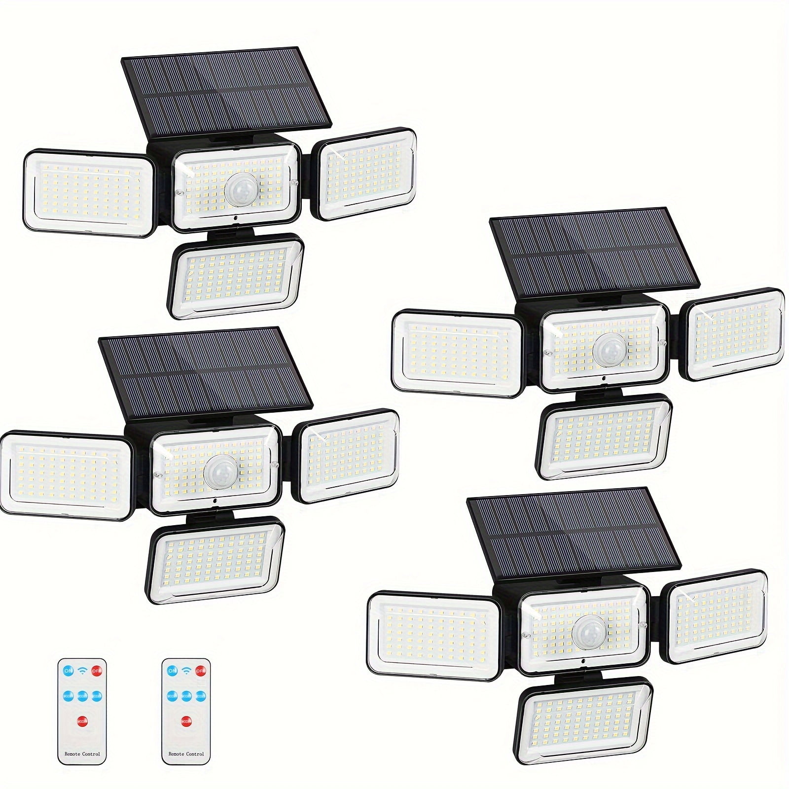 4Pcs Upgraded Solar Motion Sensor Flood Lights, 288 LED Remote Control ...
