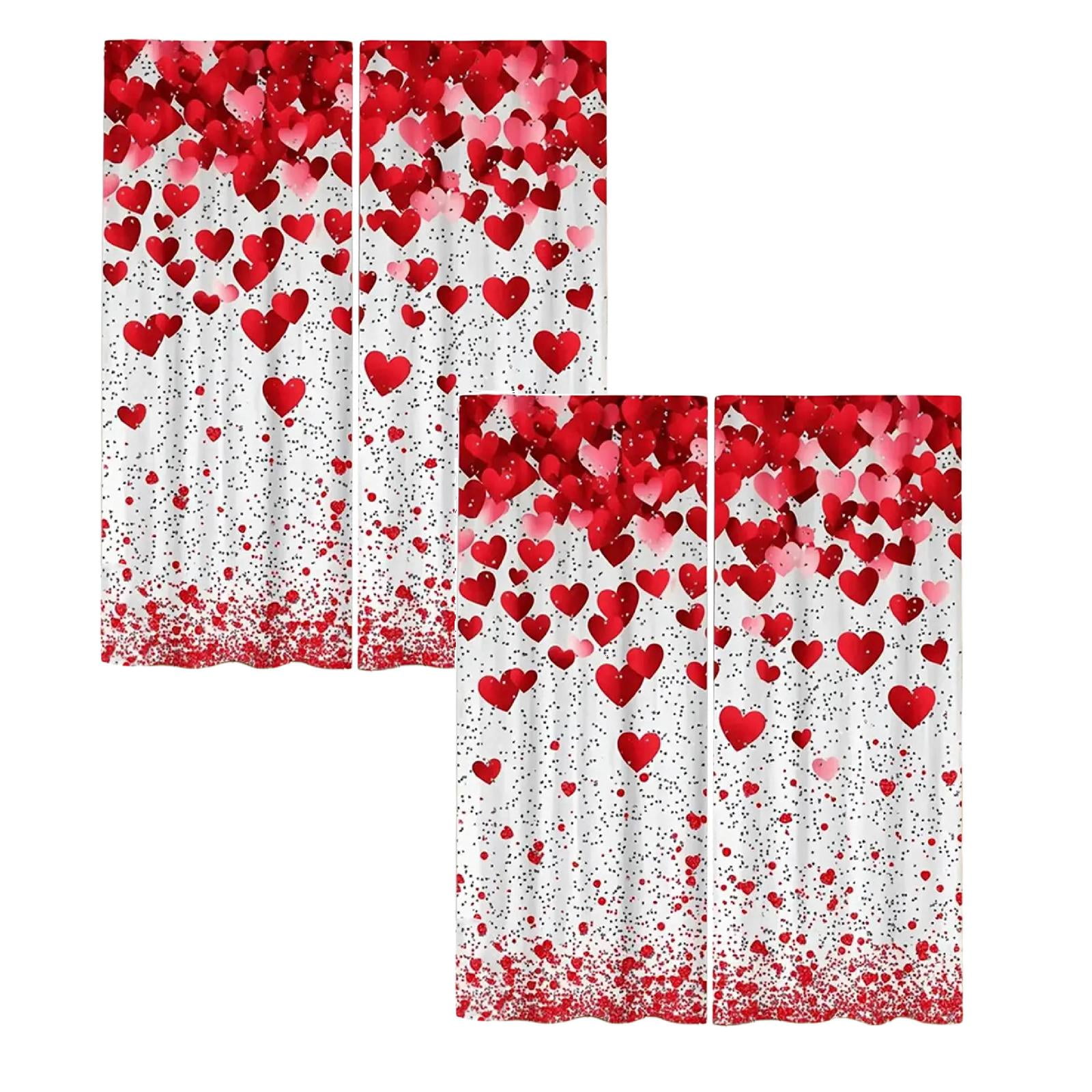 4Pcs Valentine'S Day Holiday Printed Curtains Holiday Season Printed ...