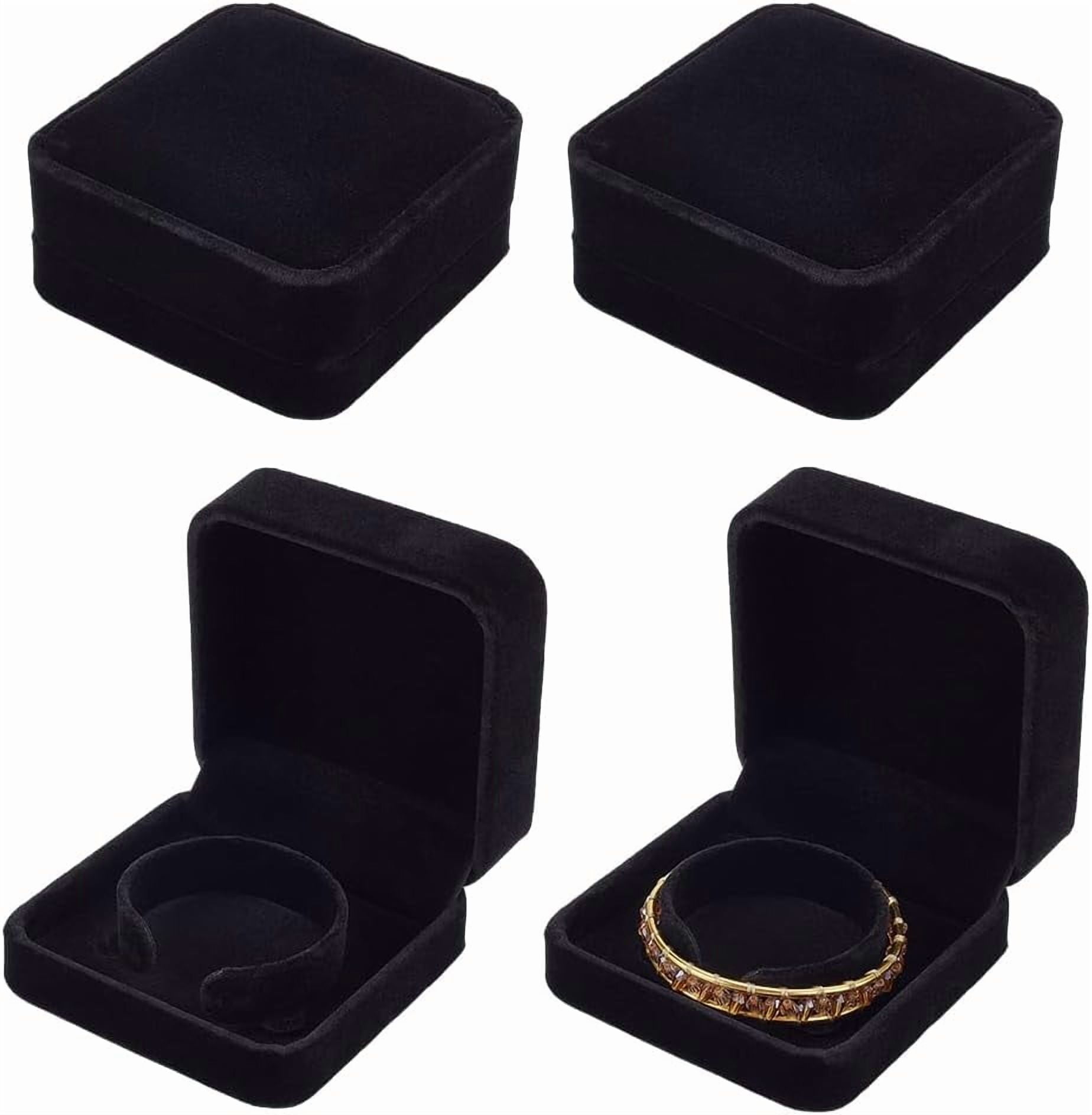 4Pcs Velvet Bracelet Gift Boxes 9x9cm/3.54x3.54inch Square Black Velvet ...