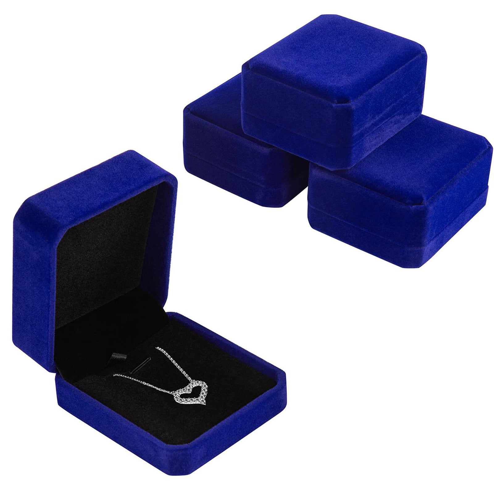 4Pcs Velvet Necklace Pendant Box, Interior Jewelry Gift Box Display ...