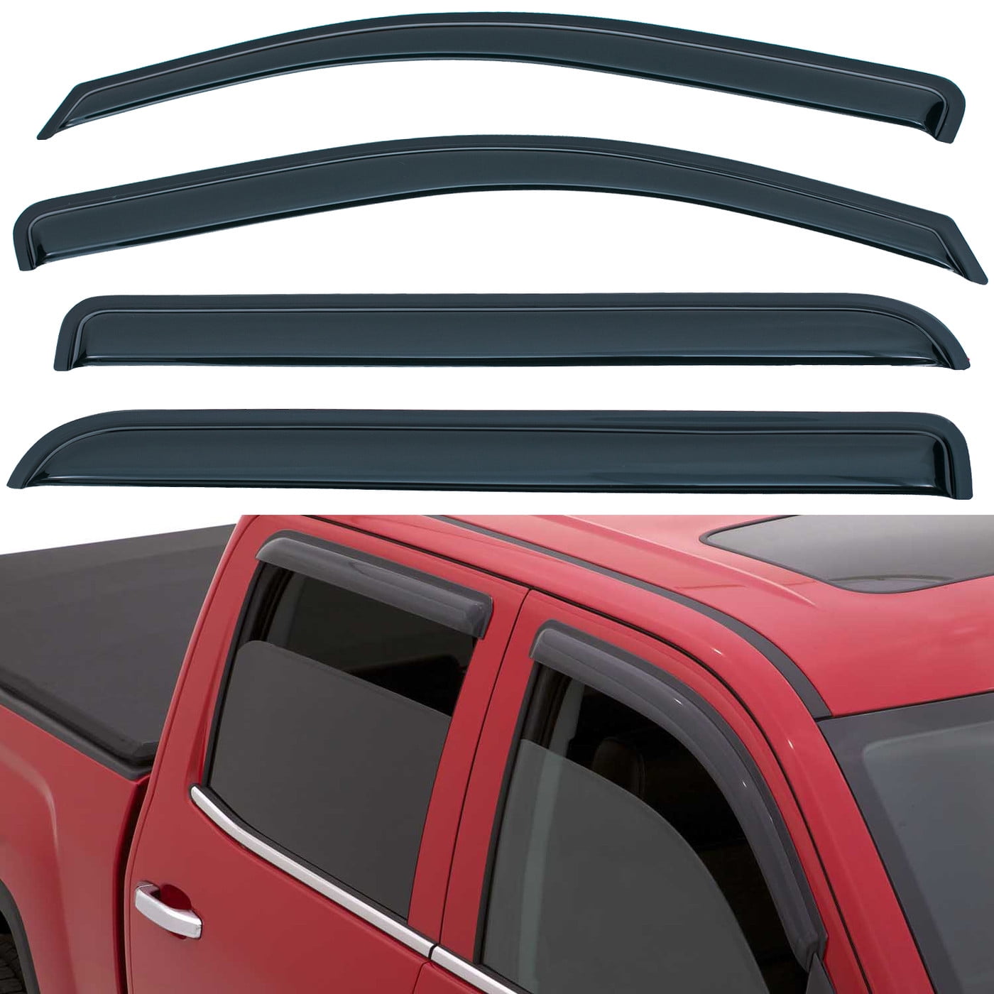 4Pcs Vent Smoke Window Visor With Outside Mount Tape-On Type ...