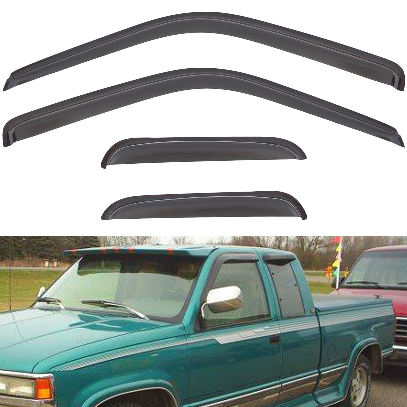 4Pcs Vent Smoke Window Visor, Side Window Deflector With Outside Mount ...