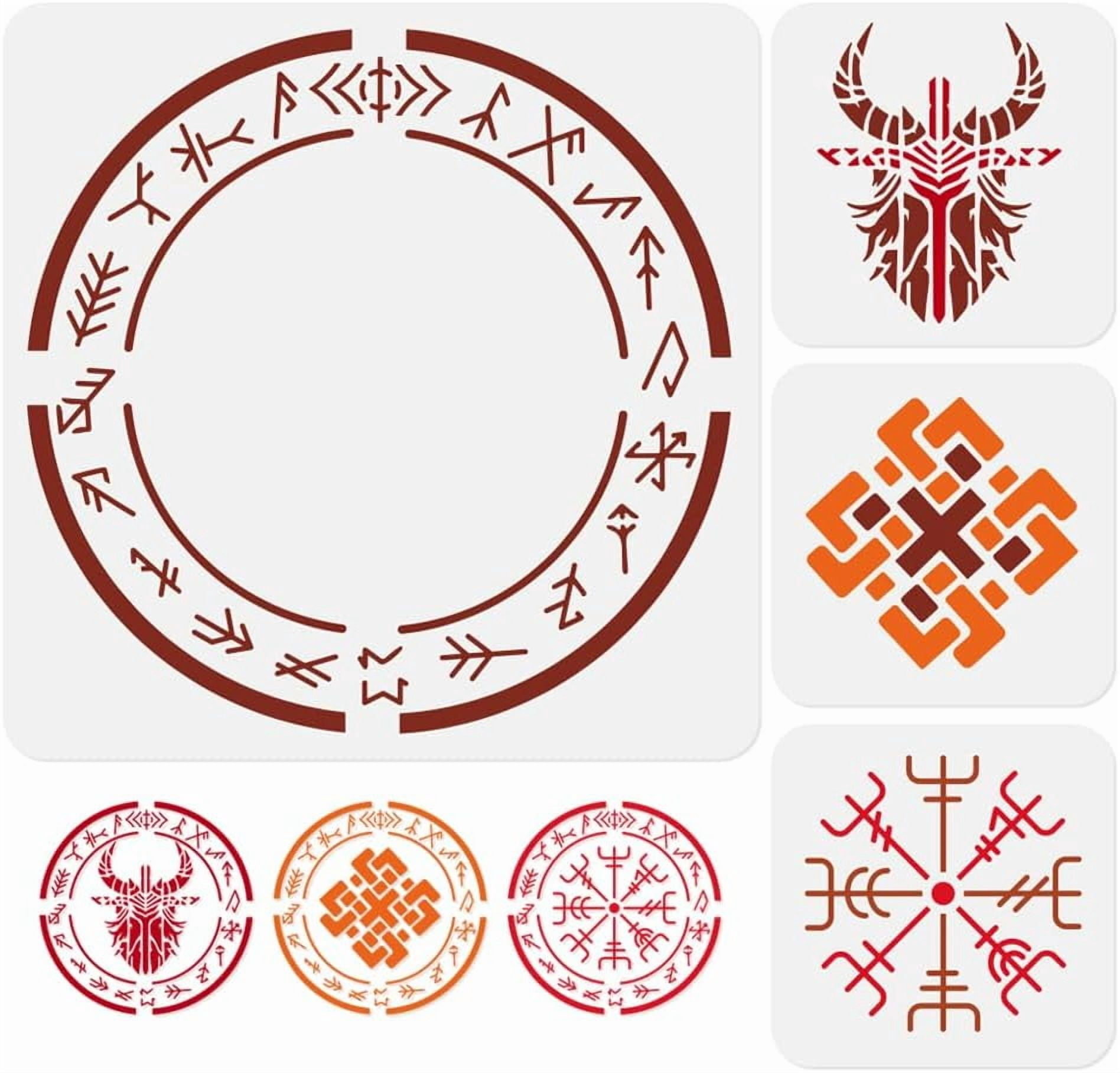 4Pcs Viking Stencil Template Plastic Reusable Vegvisir Stencils for ...