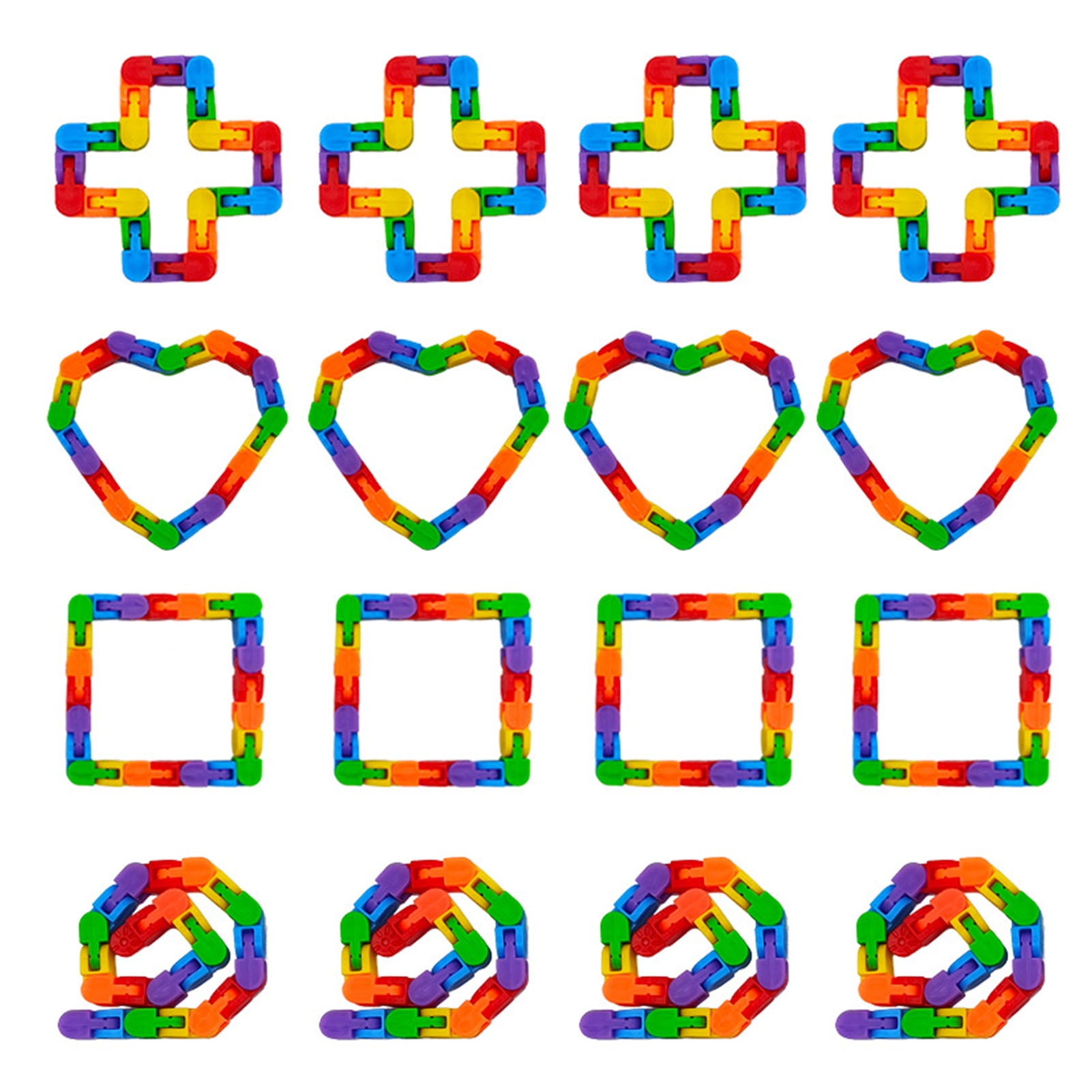 4Pcs Wacky Track Fidget Toy Stress Anxiety Relief Educational Rainbow ...