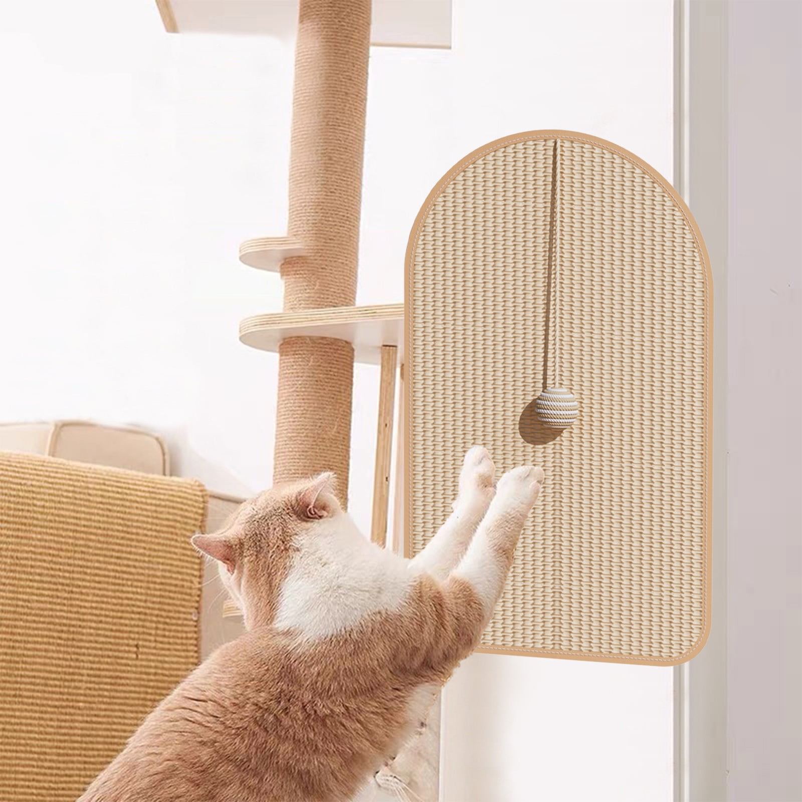4Pcs Wall Cat Scratcher Mat - Sisal Cat Scratching Pad for Indoor Cats ...