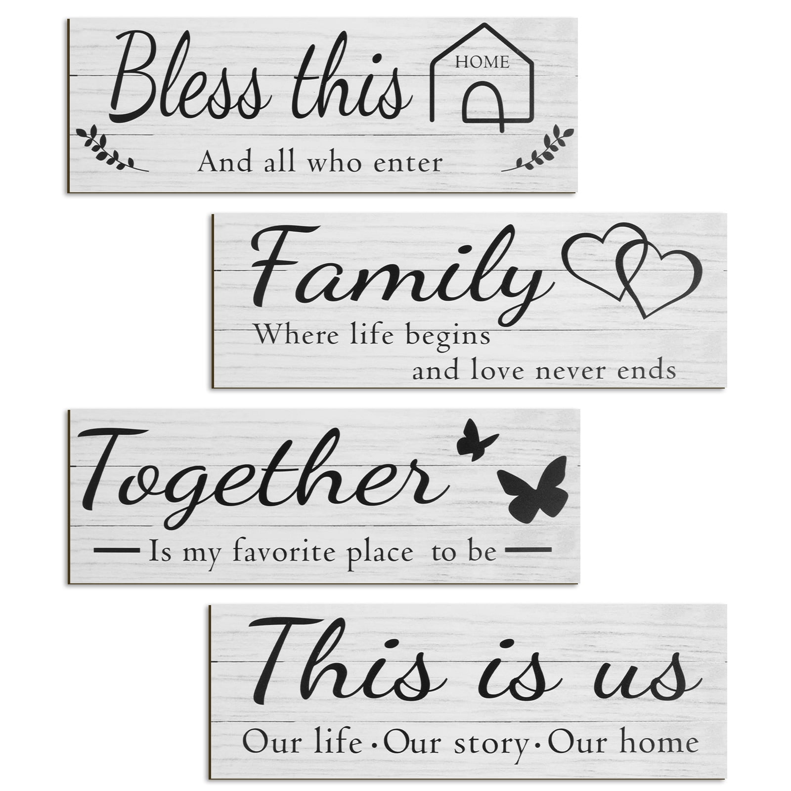 4Pcs Wall Decor Family Sign,Family Wall Decor for Living Room,This is ...