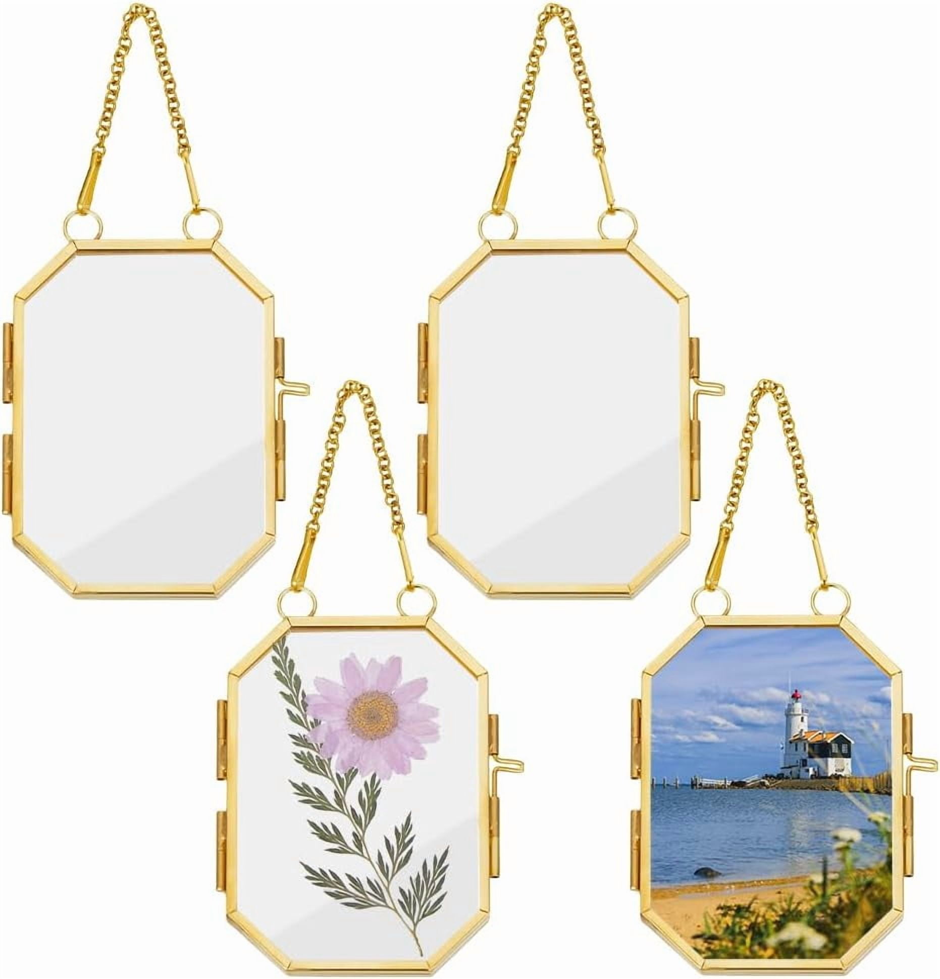 4Pcs Wall Hanging oto Frames 3.9x2.64 Inch Double Glass Picture Frame ...
