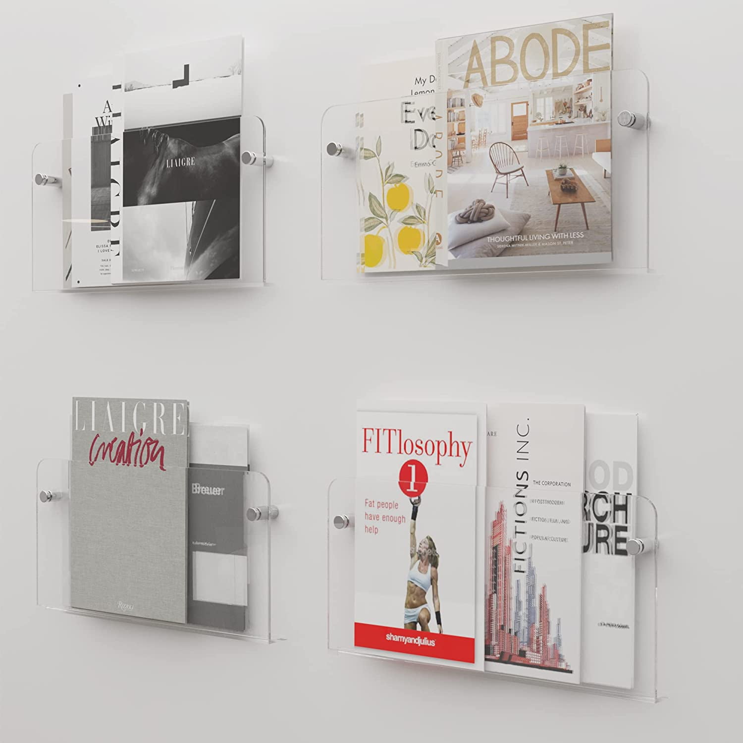 4Pcs Wall Mount Magazine Holder Clear Acrylic Brochure Holder Hanging ...