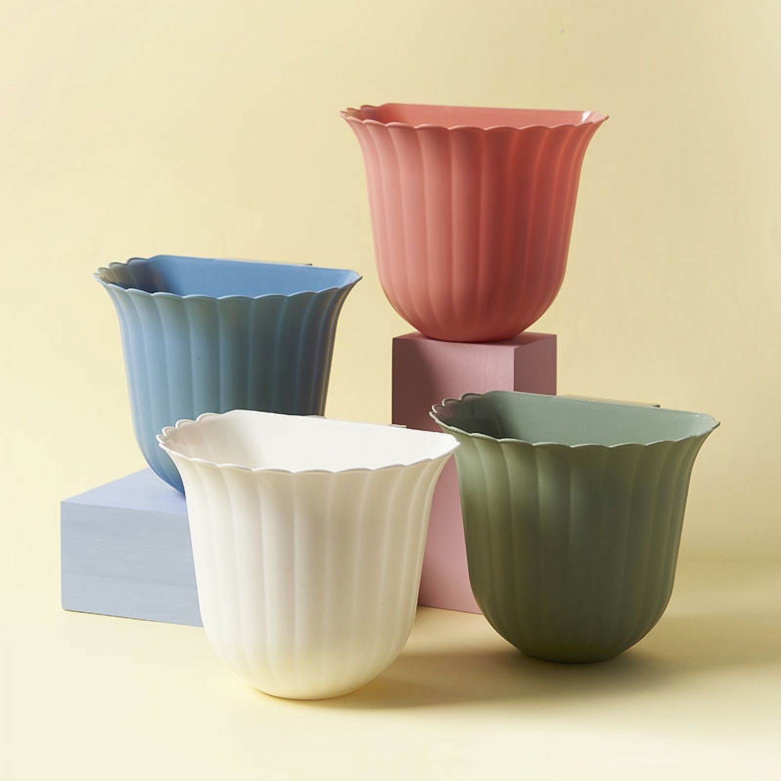 4Pcs Wall Mounted Flower Pot Kitchen Hanging Trash Can Half Flower Pot ...