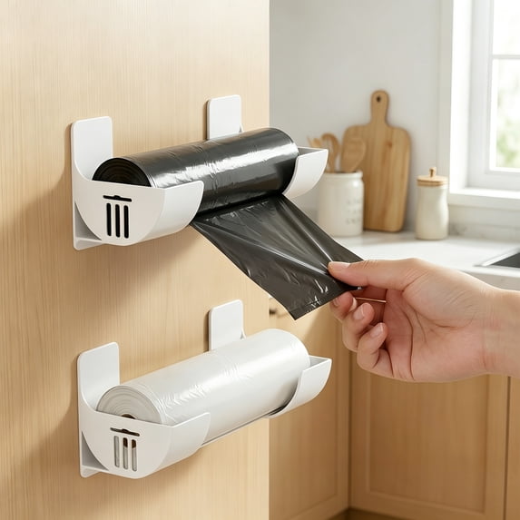 4Pcs Wall Mounted Trash Bag Holder No Drilling Plastic Garbage Bag ...
